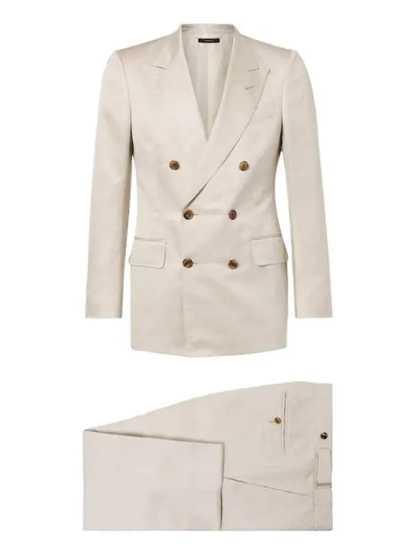 TOM FORD Silk And Linen Twill Suit - Neutrals