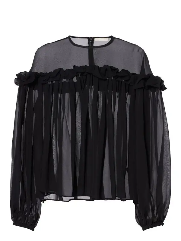 Ulla Johnson Peggy Ruffled Silk Georgette Blouse - Black