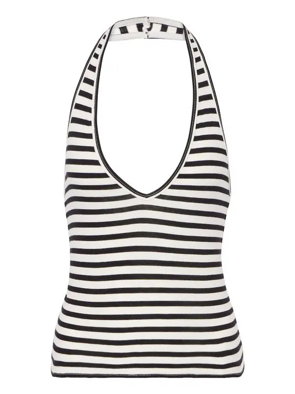 NILI LOTAN Britt Halterneck Cotton Jersey Top - White