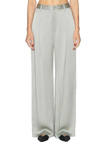 Lapointe Satin Relaxed Pleated Pant - Jade