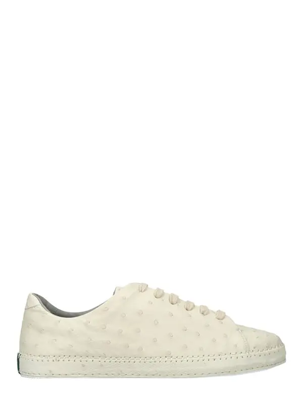 BROTINI Ostrich Leather Lace-up Low-top Sneakers - Beige