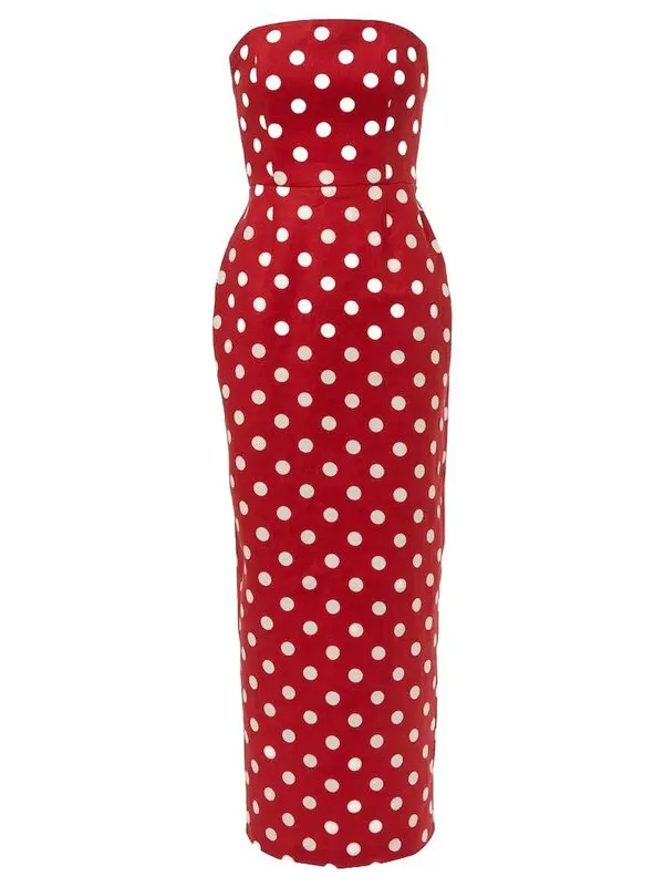 Posse Romeo Polka-dot Linen Maxi Dress - Red