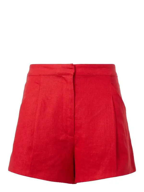 Posse Rosalie High-rise Linen Shorts - Red