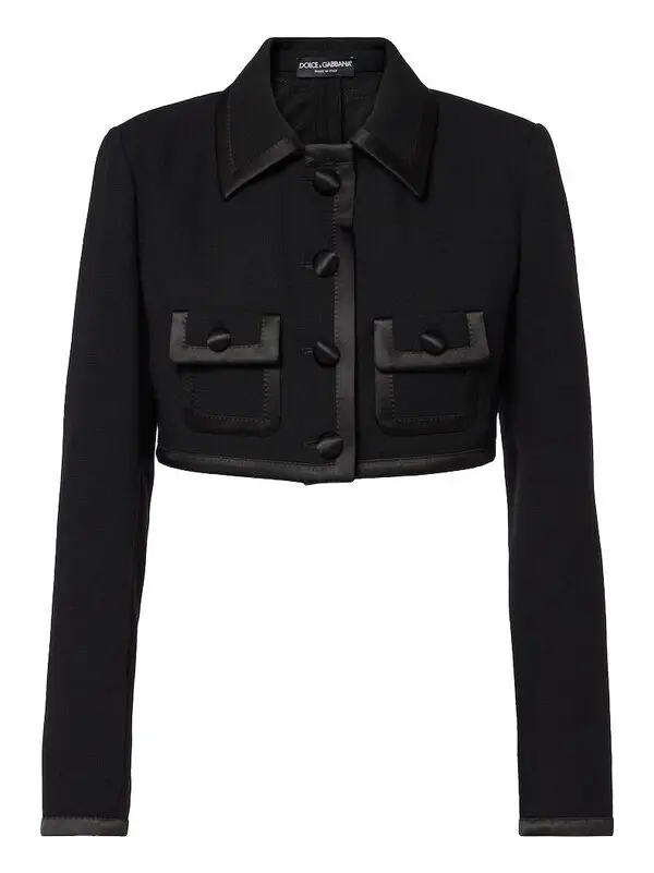 Dolce & Gabbana Cropped Wool And Silk-blend Jacket - Black