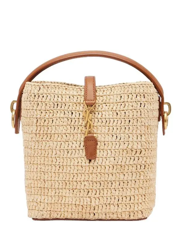 Saint Laurent Le 37 Mini Raffia Bucket Bag - Neutrals
