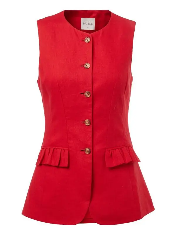 Posse Matilda Linen Vest - Red