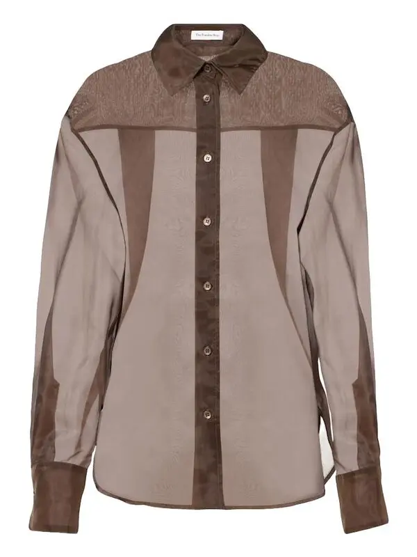 THE FRANKIE SHOP Peri Sheer Silk-blend Shirt - Brown