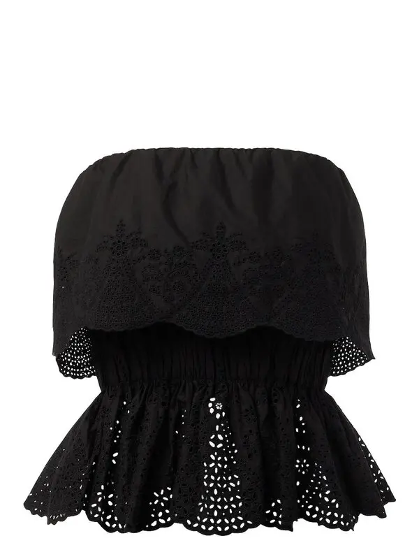 Posse Beryl Peplum Cotton Top - Black