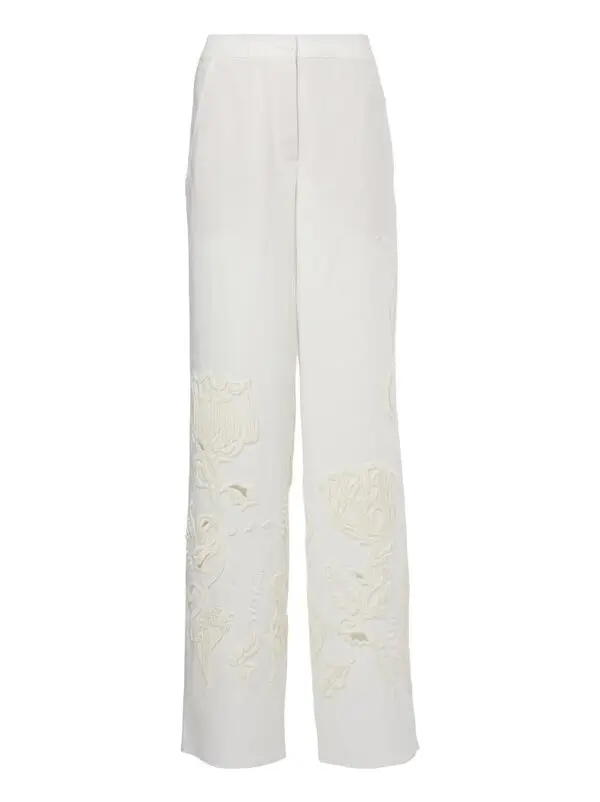 Dorothee Schumacher Embroidered Wide-leg Linen Trousers - White