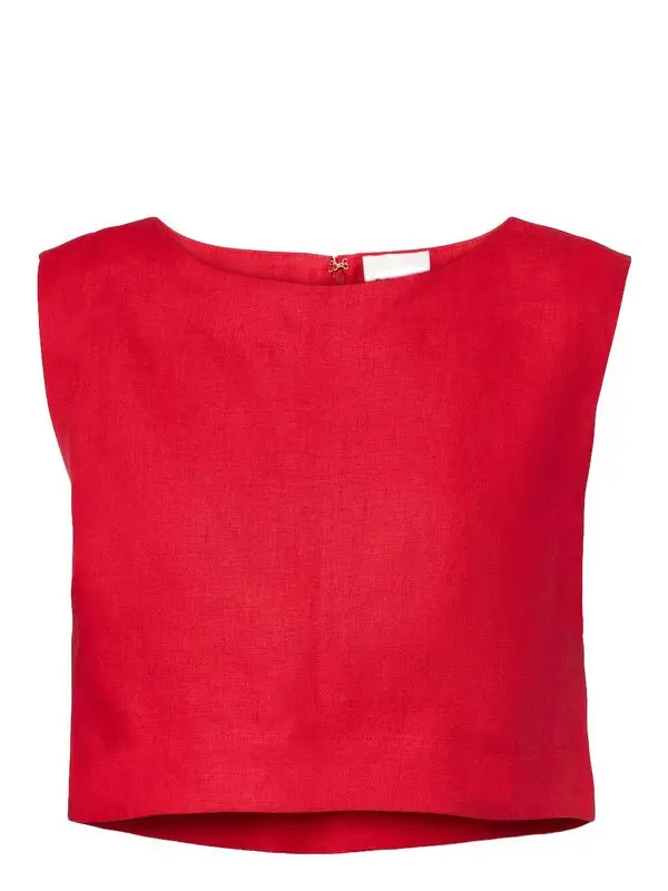 Posse Martina Linen Crop Top - Red