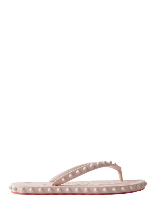CHRISTIAN LOUBOUTIN Super Loubi Studded Rubber Flip Flops - Neutrals