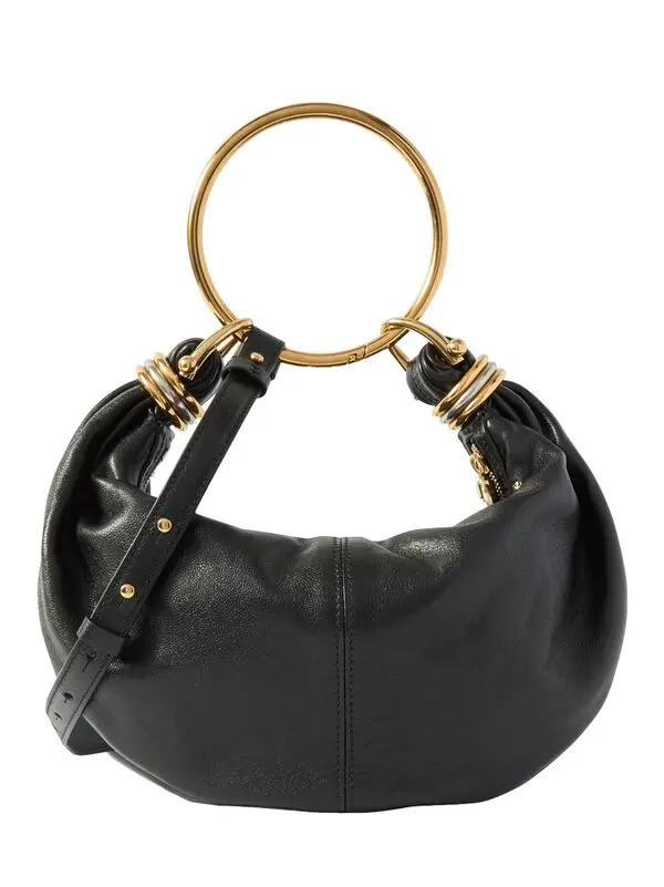 Chloé Small Embellished Suede Shoulder Bag - Black