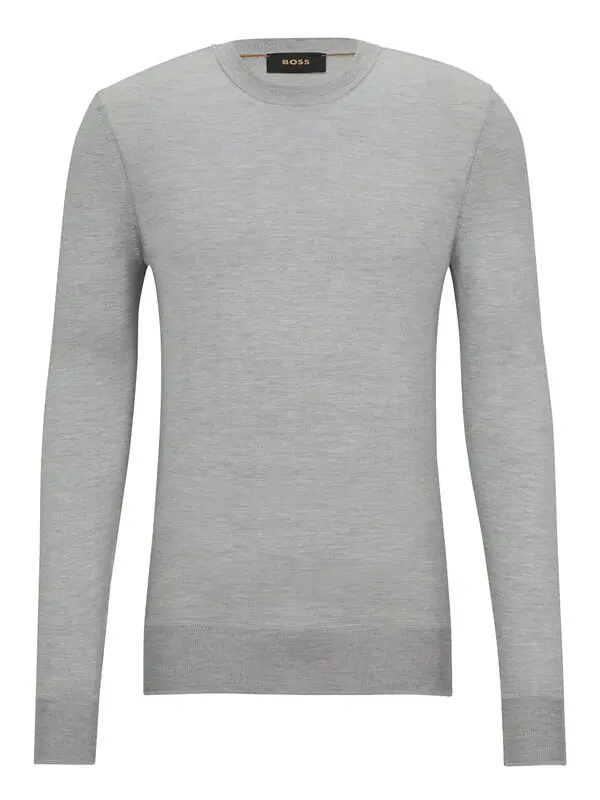 BOSS Fine Knit Mock Neck Sweater - Silver