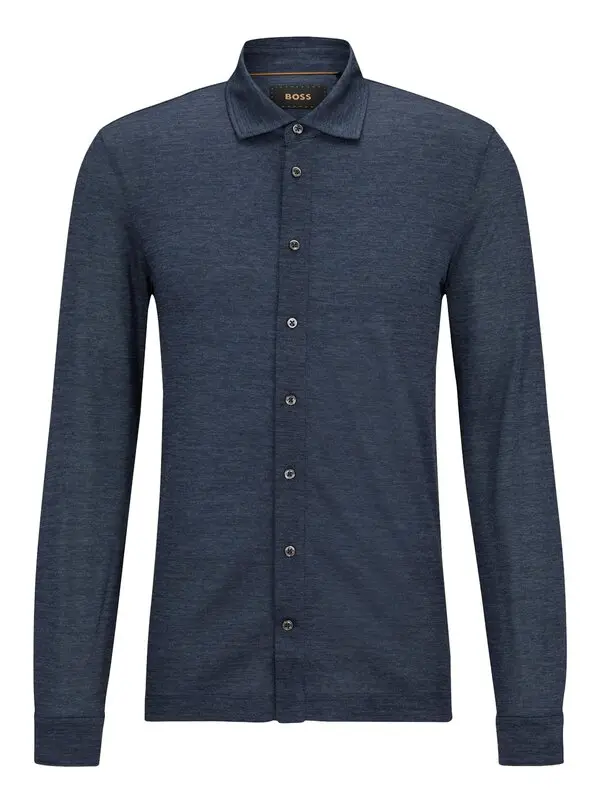BOSS Wool-silk Shirt - Blue