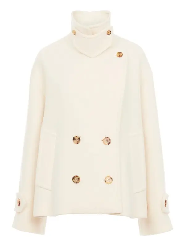 Chloé Oversized Short Wool Coat - Eden White