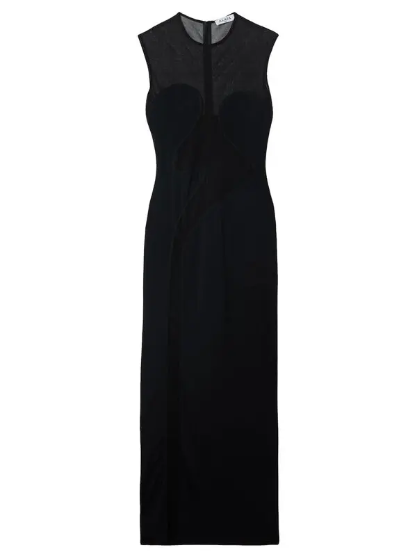 Alaïa Silk-trimmed Stretch-knit Maxi Dress - Black