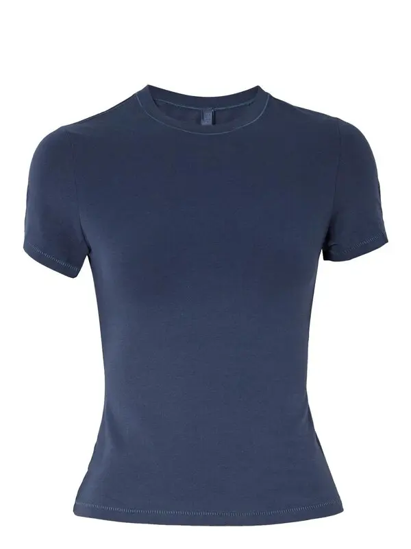 SKIMS Stretch-cotton Jersey T-shirt - Blue