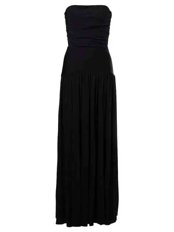 Staud Mariana Ruched Jersey Maxi Dress - Black