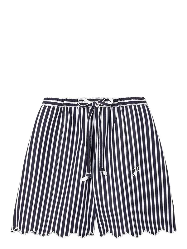 PATOU Embroidered Striped Cotton-poplin Shorts - Blue