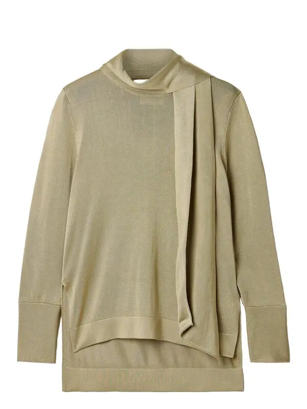 Galvan Ida Metallic Jersey Scarf Top - Green
