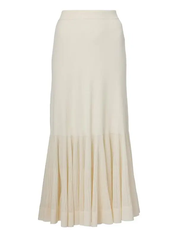 Zimmermann Illuminate Pleated Midi Skirt In Ivory - White