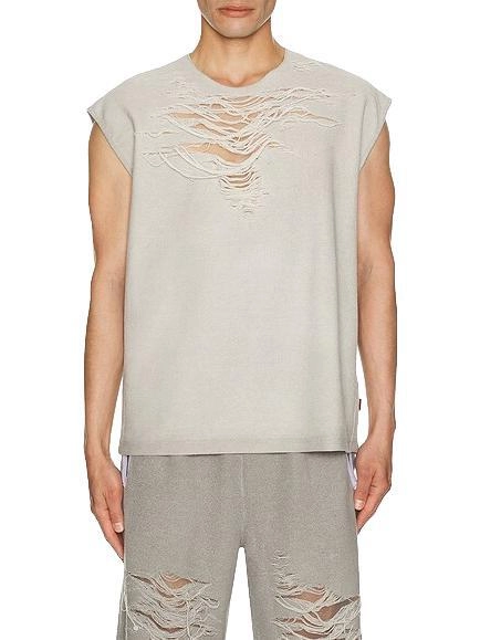 DIESEL® Sleeveless Distressed Sweater - Grey