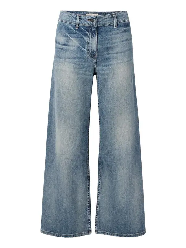 NILI LOTAN Megan Distressed Wide-leg Jeans - Blue
