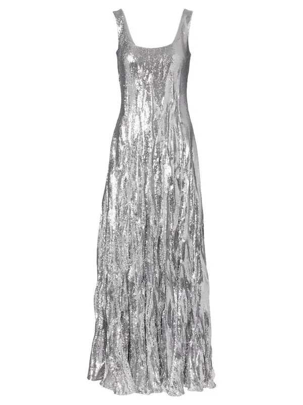MARMAR HALIM Sequined Silk-blend Gown - Silver