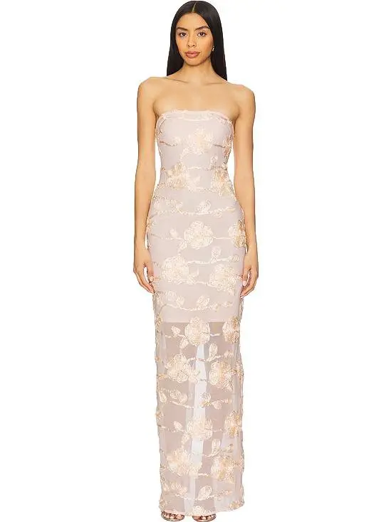 ROTATE BY BIRGER CHRISTENSEN Flower Mesh Tube Dress - Blush