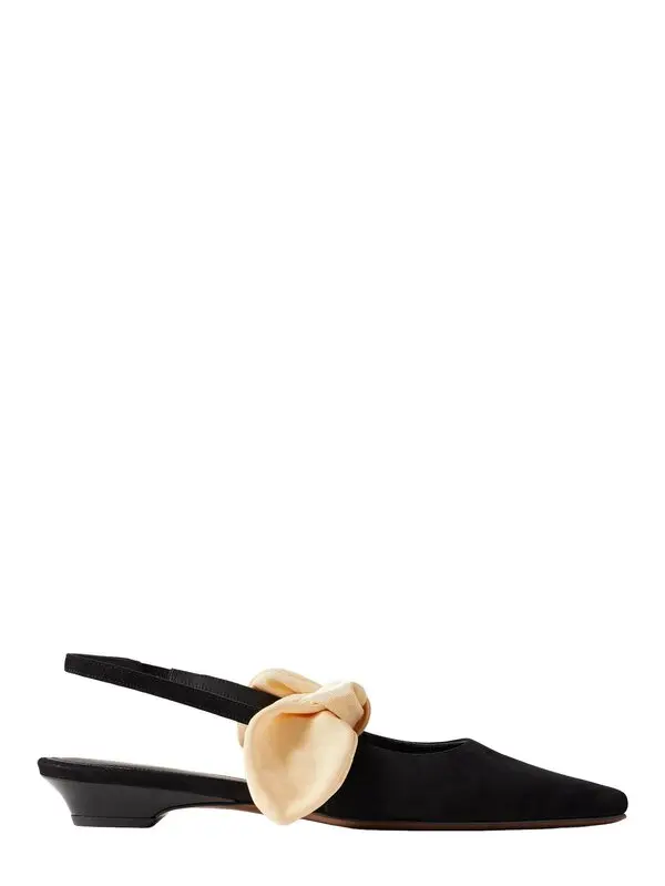 NEOUS Uba Faille And Suede Slingback Flats - Black