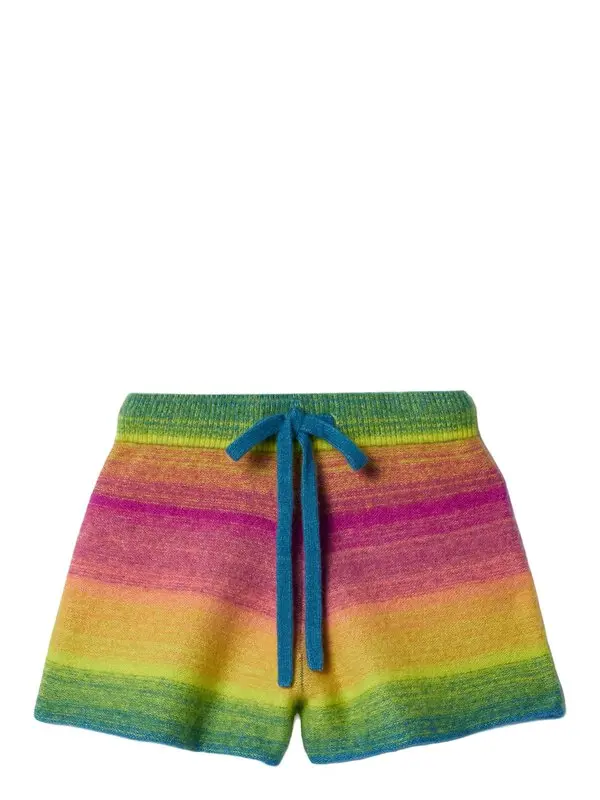 THE ELDER STATESMAN Blurry Stripe Cashmere And Cotton-blend Shorts - Multi
