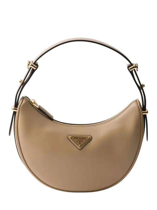 Prada Arqué Small Leather Shoulder Bag - Neutral