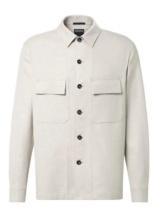 Zegna Linen, Wool, And Silk-blend Overshirt - Brown