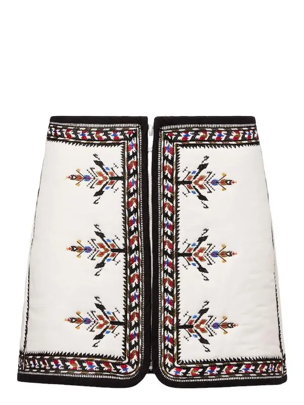 MARANT ETOILE Zeria Embroidered Cotton Miniskirt - White