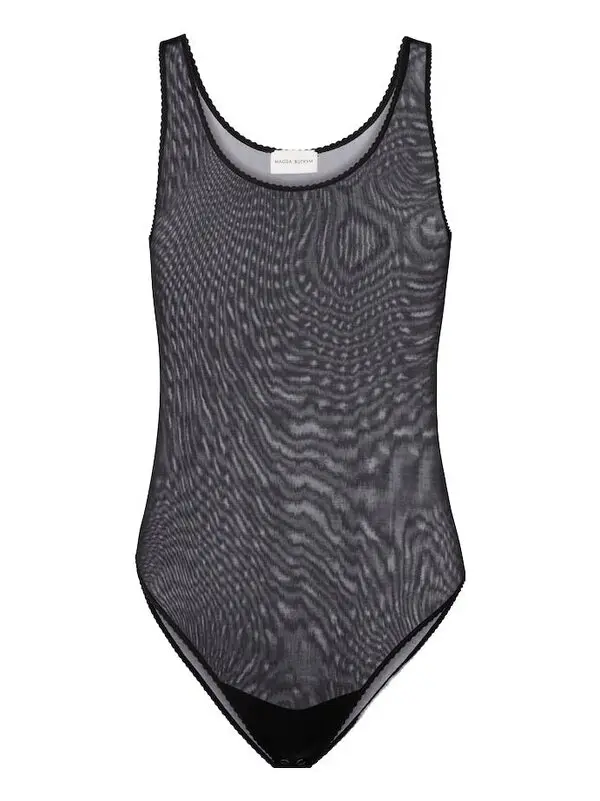 Magda Butrym Semi-sheer Scalloped Bodysuit - Black