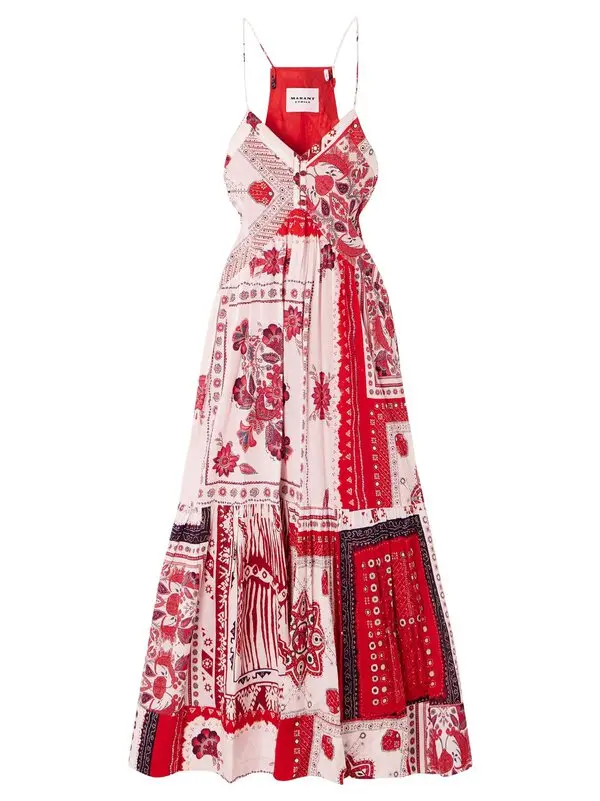 MARANT ETOILE Saba Printed Cotton-voile Maxi Dress - Red
