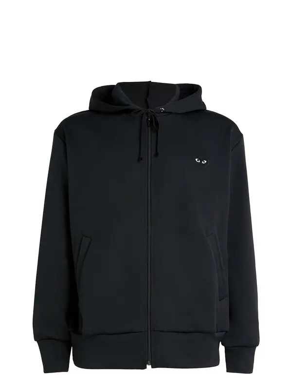 Play Comme Des Garcon Zip-up Heart Hoodie - Black