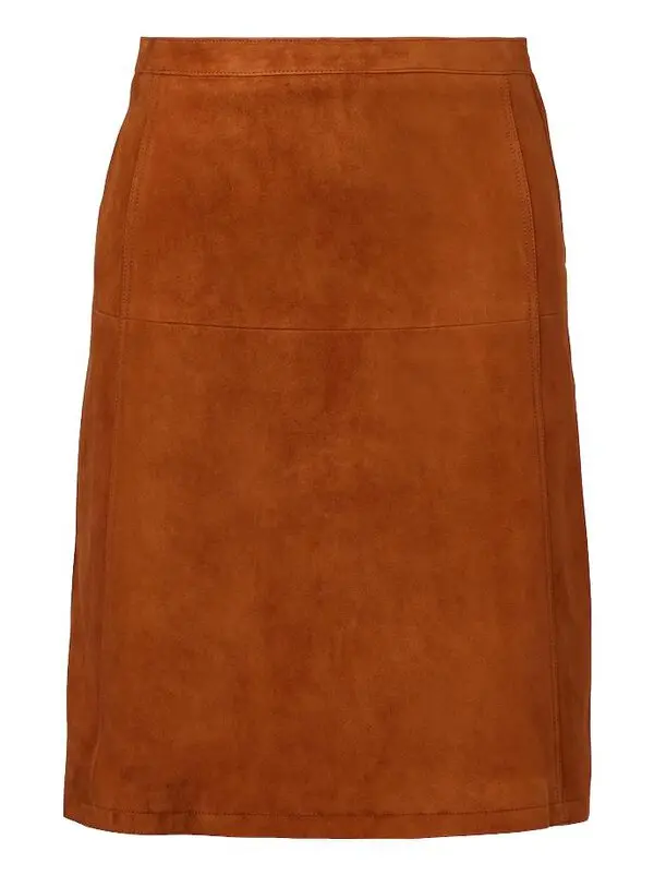 Versace Suede Midi Skirt - Brown