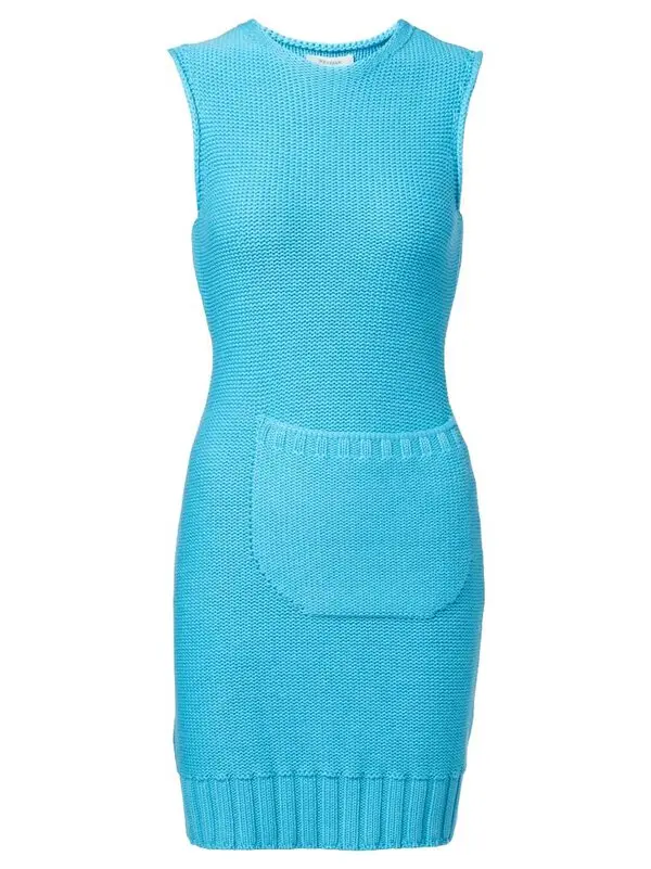 JW Anderson Knitted Cotton And Wool Mini Dress In Bright - Blue
