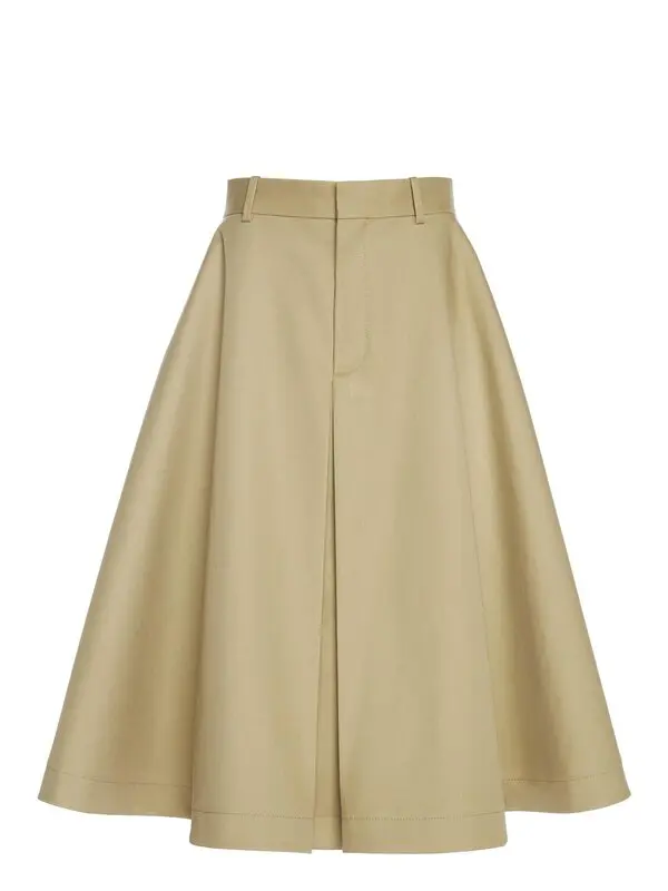 Bottega Veneta Fine Cotton-twill A-line Skirt - Neutral