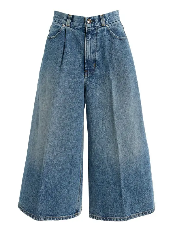 RÙADH Rigid High-rise Gaucho Jeans - Blue