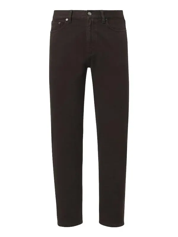 Zegna Leather-trimmed Cotton Straight Pants - Brown