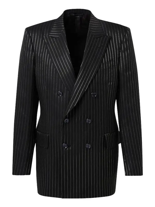 TOM FORD Striped Wool And Silk Lame Blazer - Black