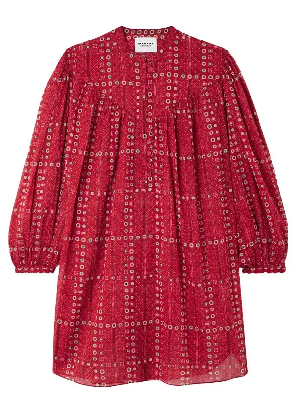 MARANT ETOILE Melinda Printed Organic Cotton-voile Mini Dress - Red