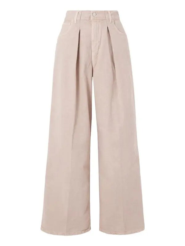 HAIKURE Candy Pleated Mid-rise Wide-leg Jeans - Pink