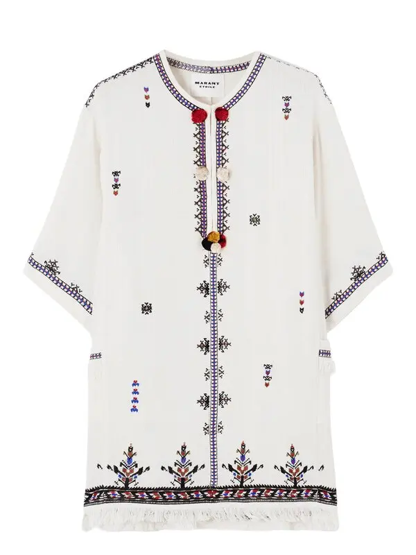 MARANT ETOILE Kressy Embellished Embroidered Tunic - Neutrals