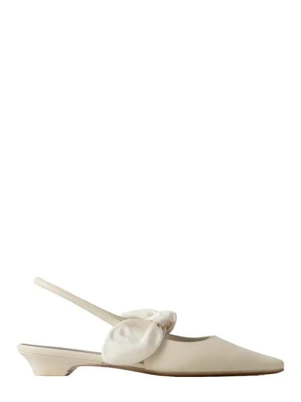 NEOUS Uba Faille And Leather Slingback Flats - Neutrals