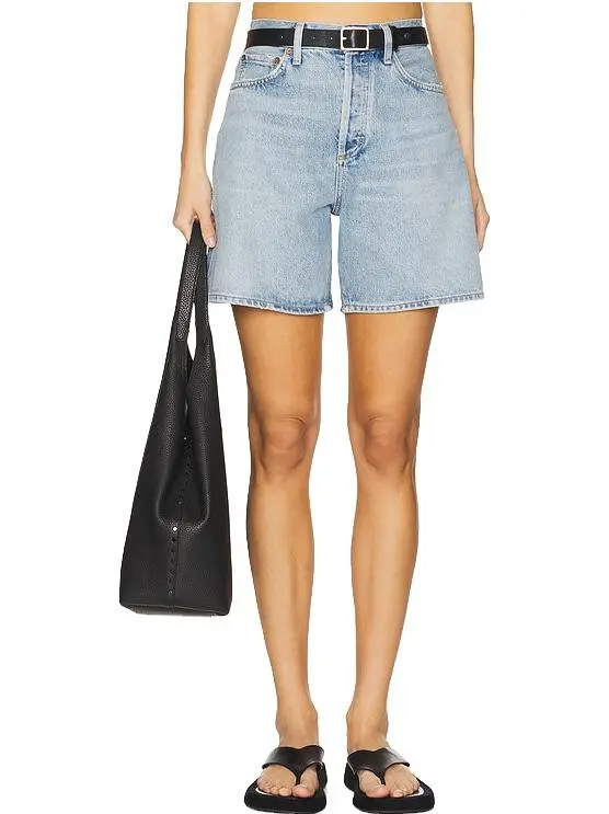 AGOLDE Dame High Rise Baggy Short In . Also - Blue