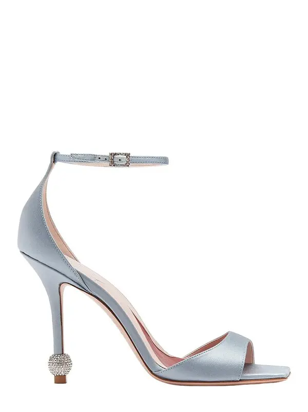 ROGER VIVIER Embellished Satin Stiletto Sandals - Blue