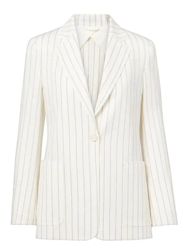 Max Mara Jadi Striped Cotton And Linen Blazer - Neutrals